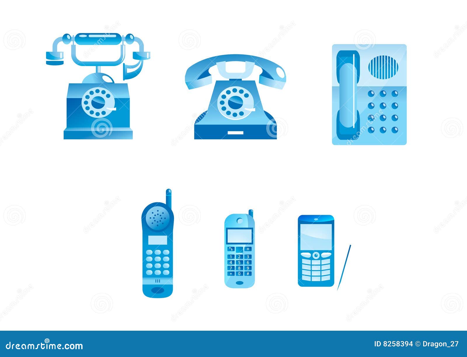 Blue phones stock vector. Illustration of icons, painting - 8258394