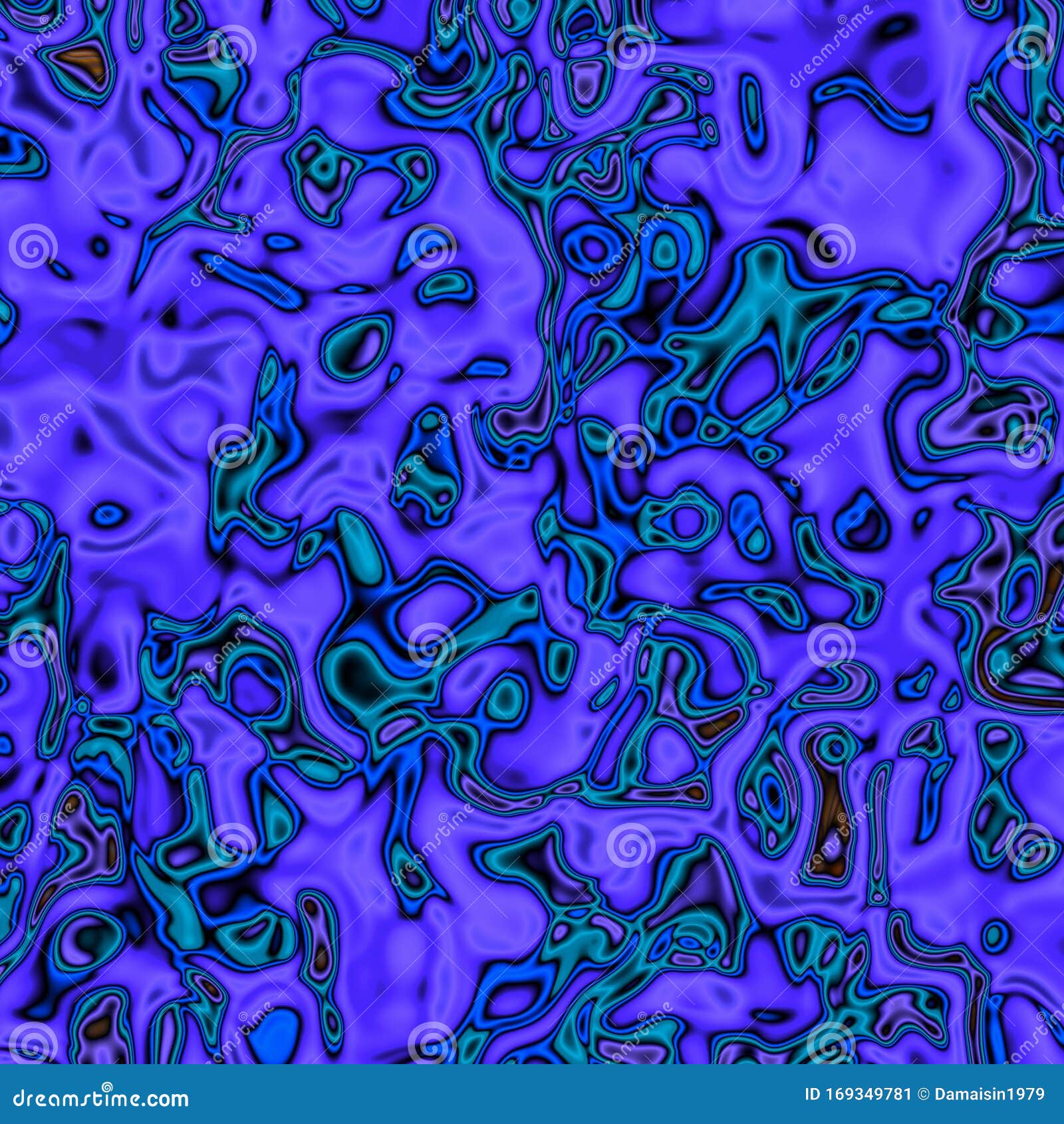 Blue Phosphorescent Earth Forms Design, Textile Illustration Stock ...