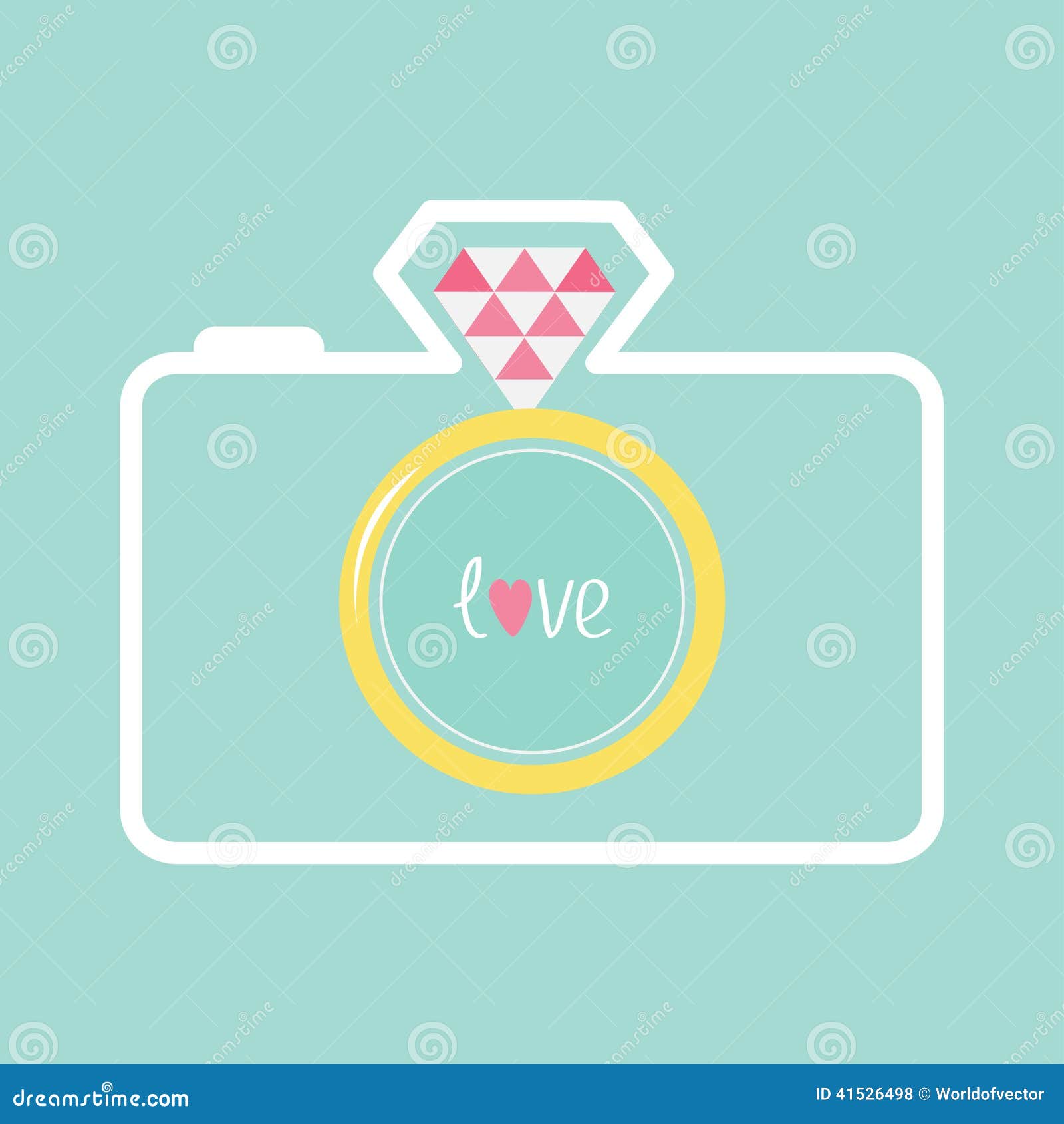 Blue Photo Camera with Gold Wedding Ring Lens. Stock Vector ...