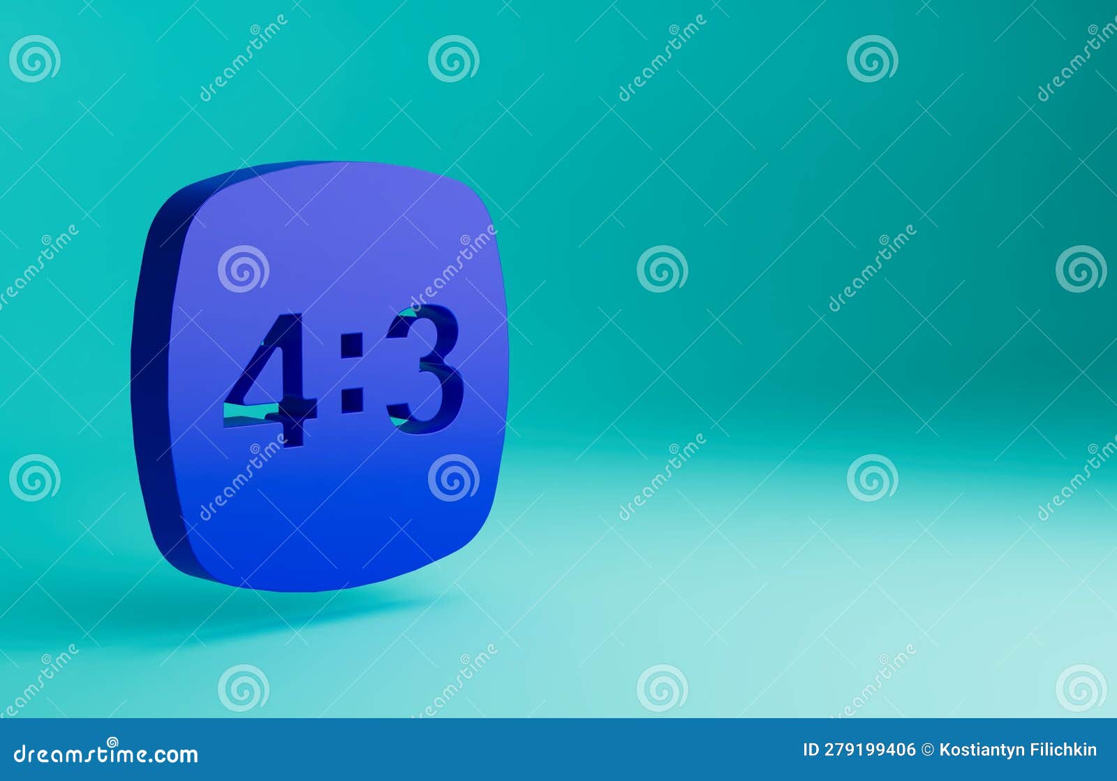 Blue Photo Frame 4-3 Icon Isolated on Blue Background. 4-3 Photo Size ...