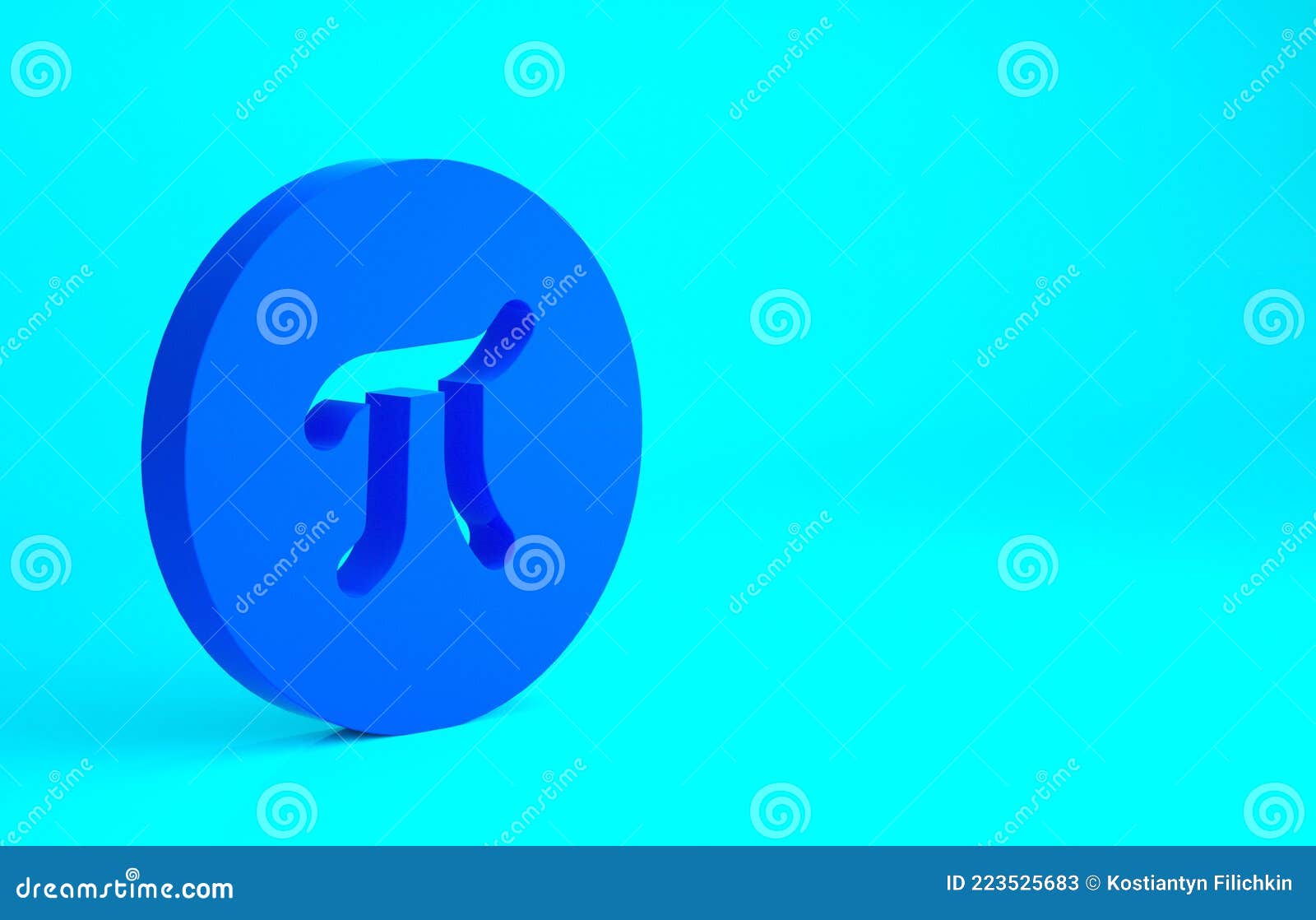 Blue Pi Symbol Icon Isolated on Blue Background. Minimalism Concept ...