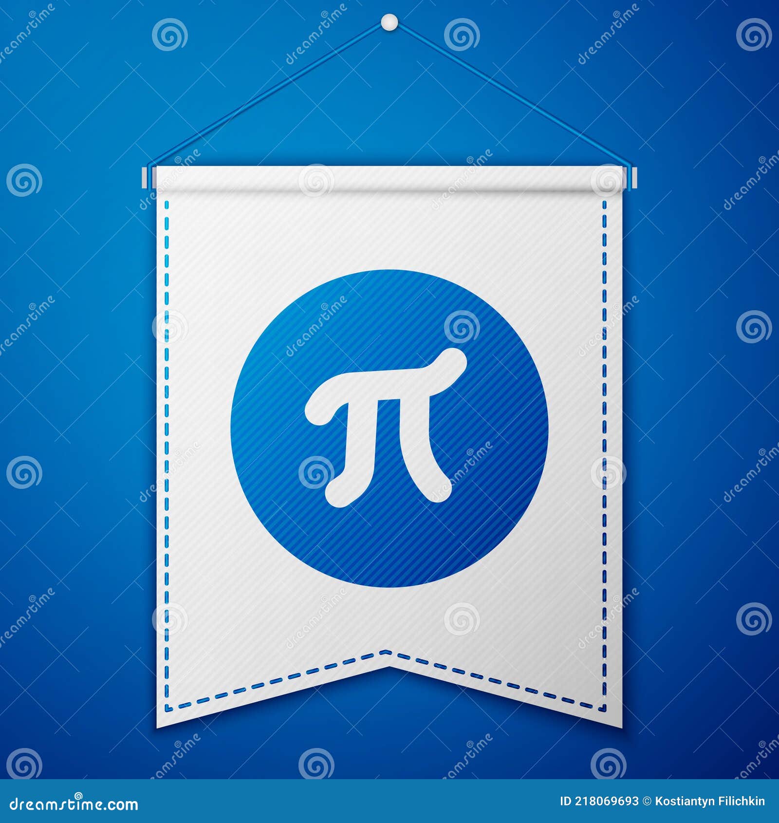 Blue Pi Symbol Icon Isolated on Blue Background. White Pennant Template ...