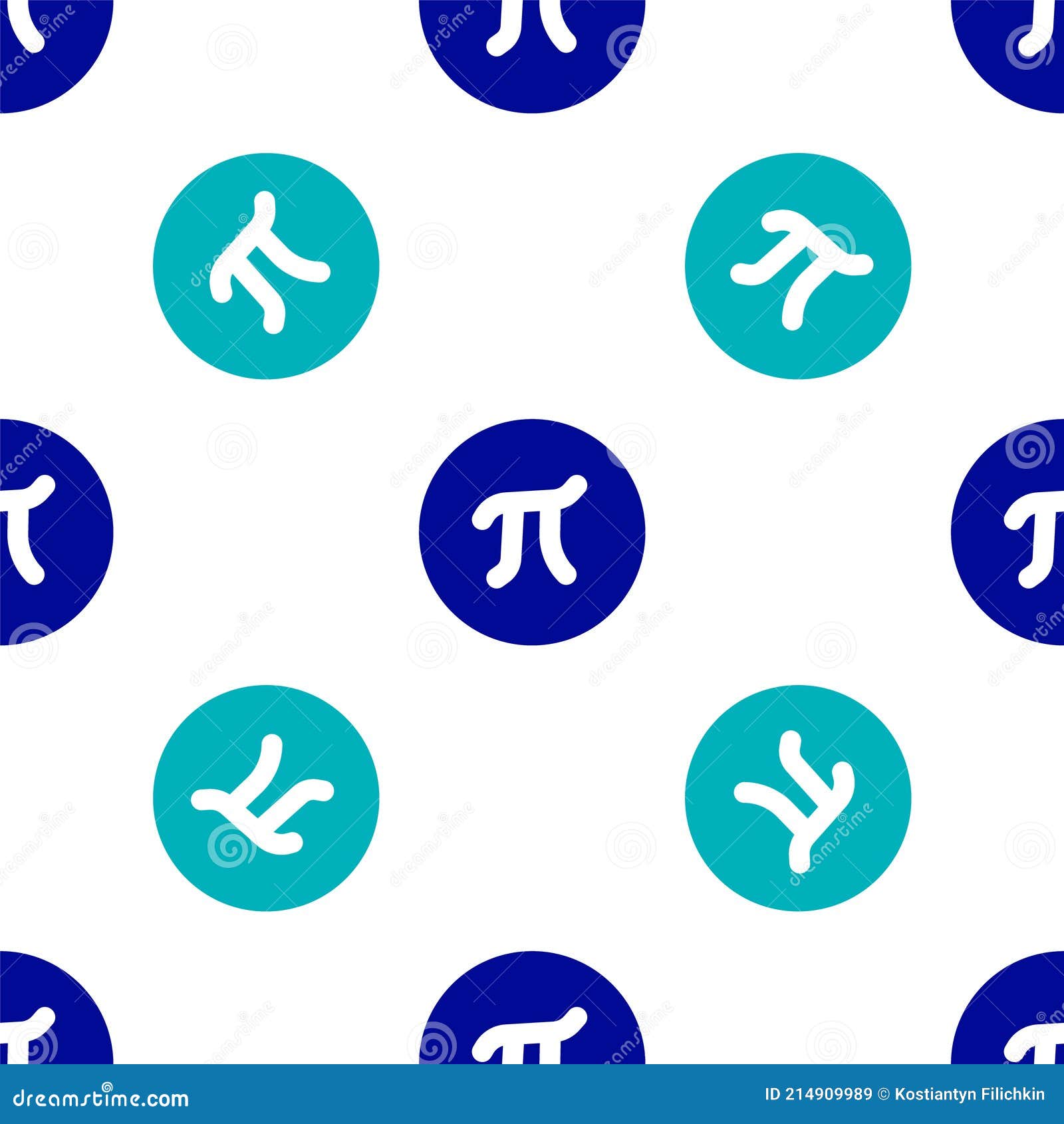 Blue Pi Symbol Icon Isolated Seamless Pattern on White Background ...