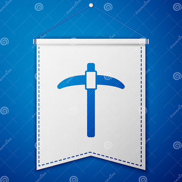 Blue Pickaxe Icon Isolated on Blue Background. White Pennant Template ...