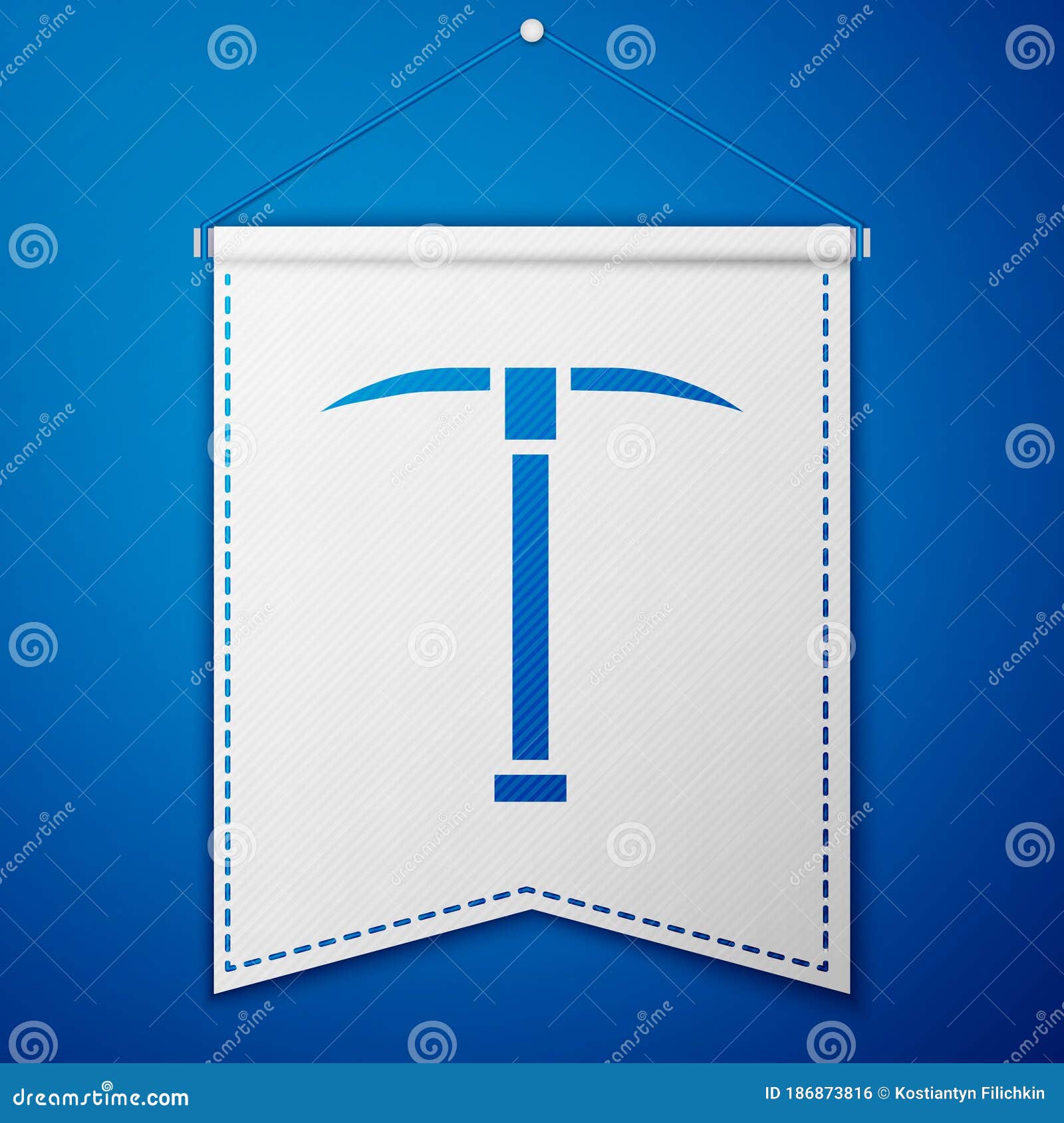 Blue Pickaxe Icon Isolated on Blue Background. White Pennant Template ...