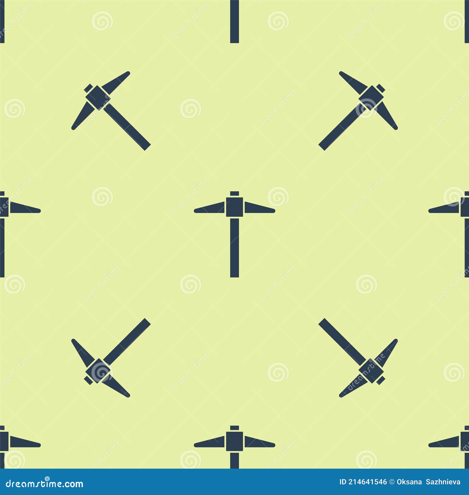 Blue Pickaxe Icon Isolated Seamless Pattern on Yellow Background ...