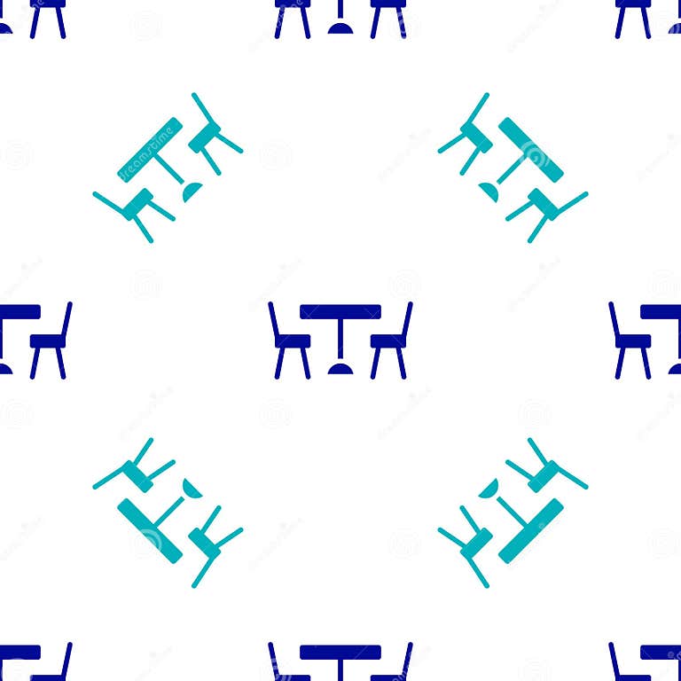 Blue Picnic Table with Chairs on Either Side of the Table Icon Isolated ...