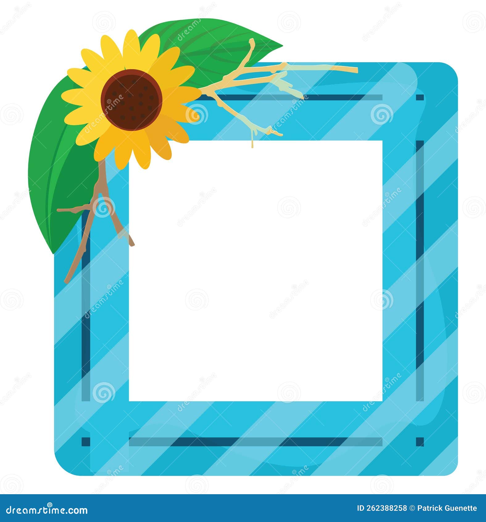 Blue picture frame, icon stock vector. Illustration of orange - 262388258