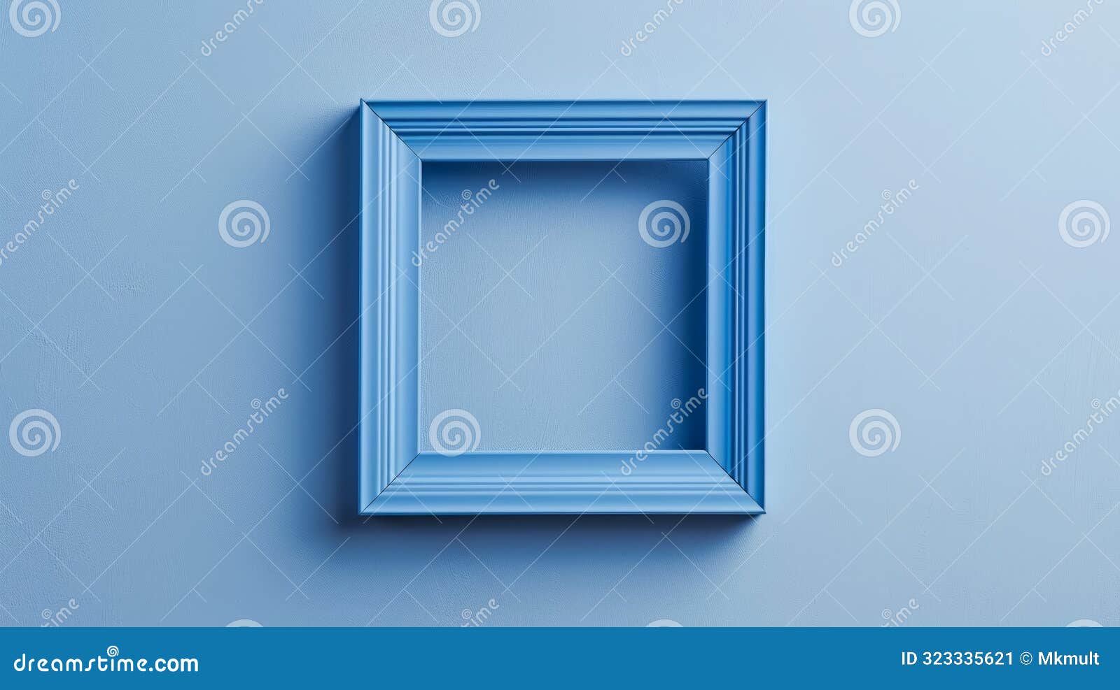Blue Picture Frame on a Wall Stock Image - Image of display, blank ...