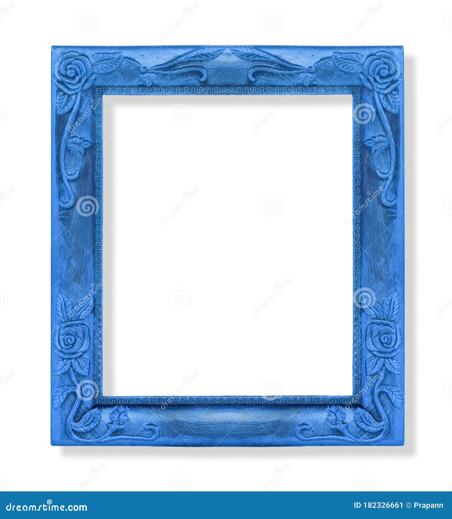 The Blue Picture Frame on White Background Stock Image - Image of metal ...