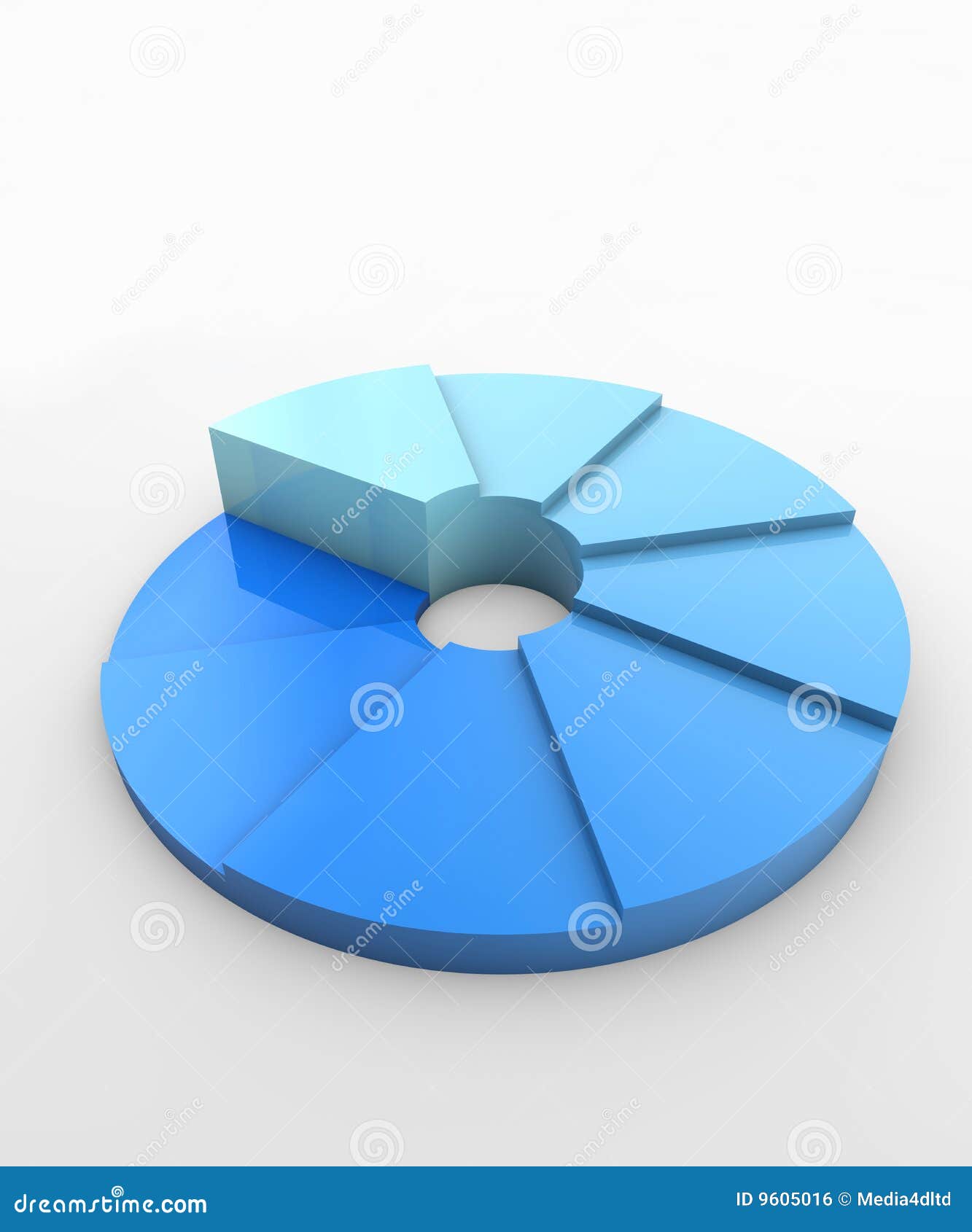 Blue pie chart stock illustration. Illustration of piece - 9605016