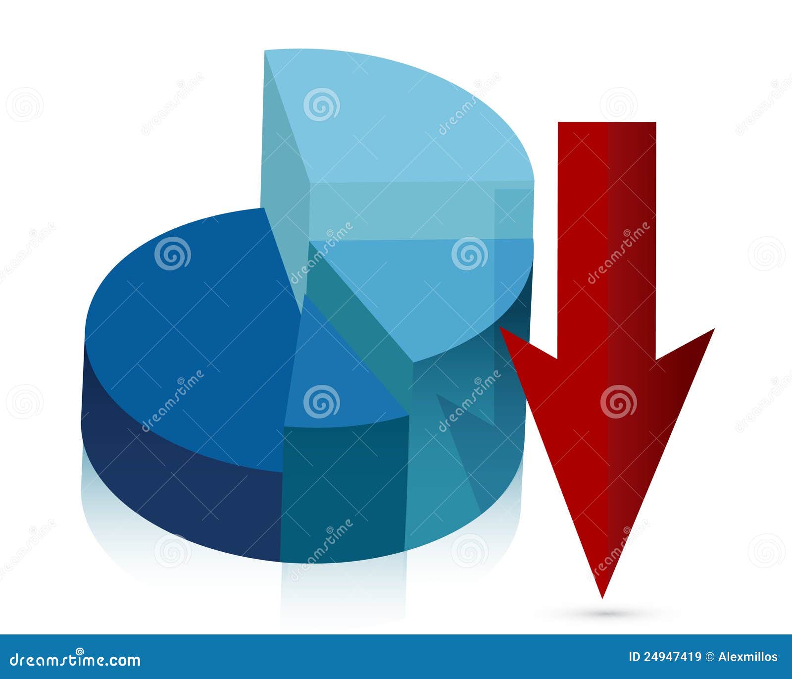 Blue Pie Chart Falling Profits Stock Vector - Illustration of graph ...