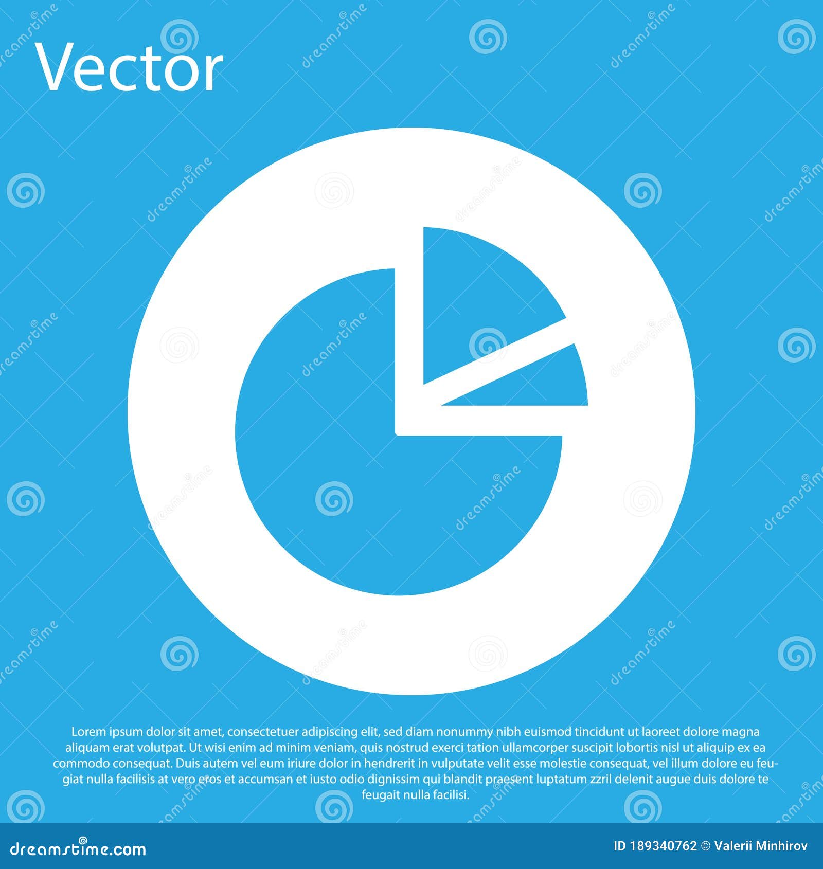 Blue Pie Chart Infographic Icon Isolated on Blue Background. Diagram ...