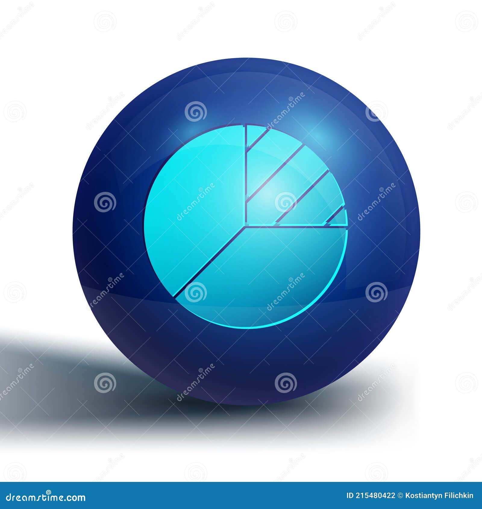 Blue Pie Chart Infographic Icon Isolated on White Background. Diagram ...