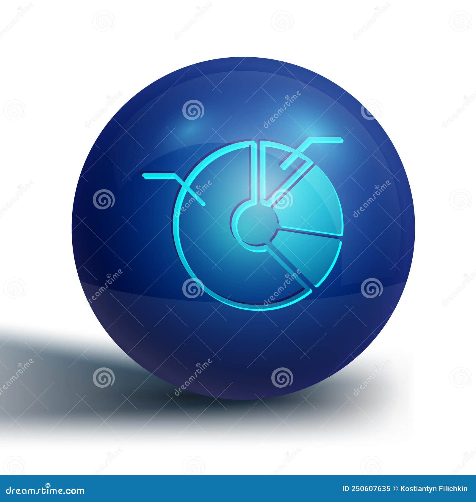 Blue Pie Chart Infographic Icon Isolated on White Background. Diagram ...