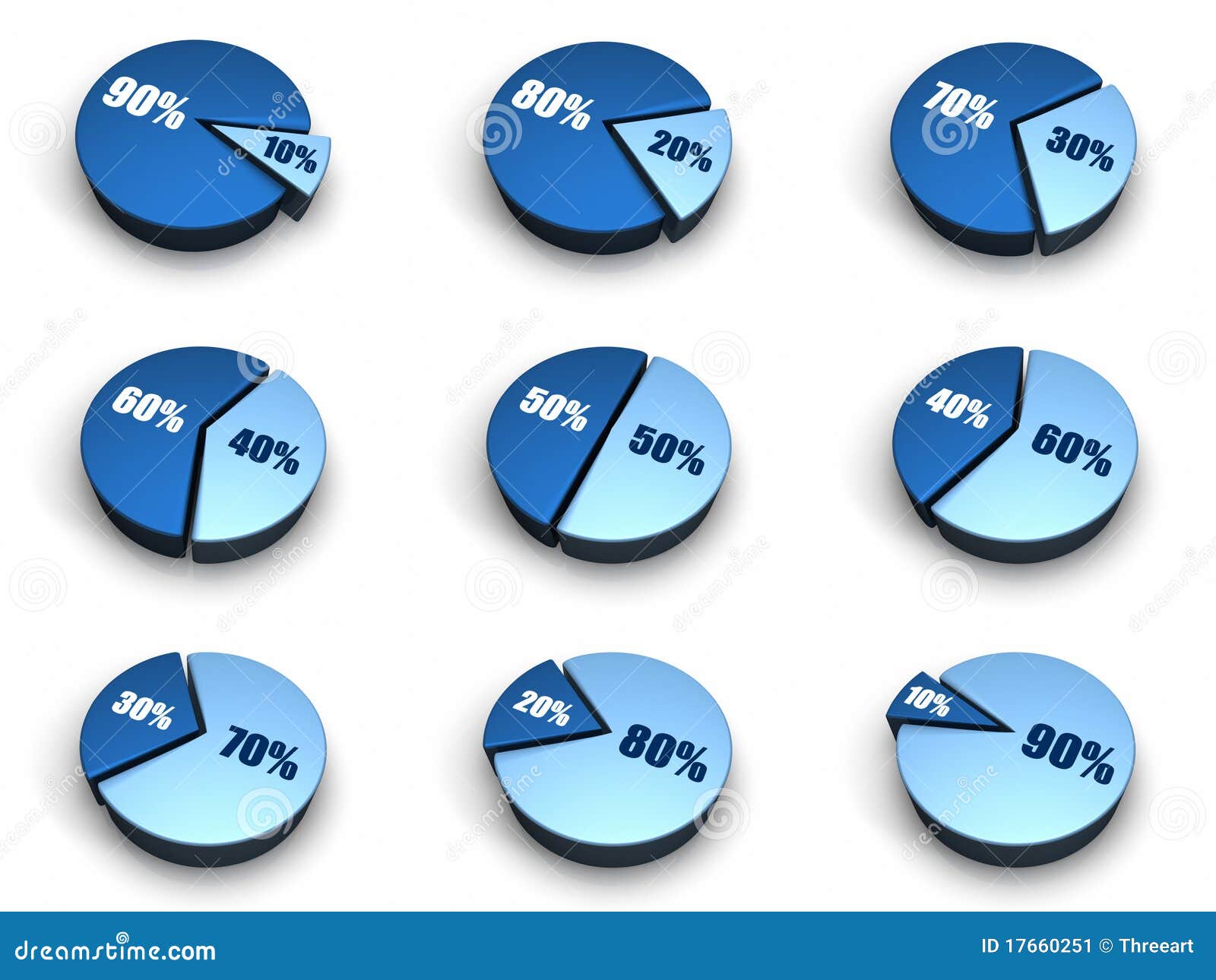 Blue Pie Charts stock illustration. Illustration of rate - 17660251