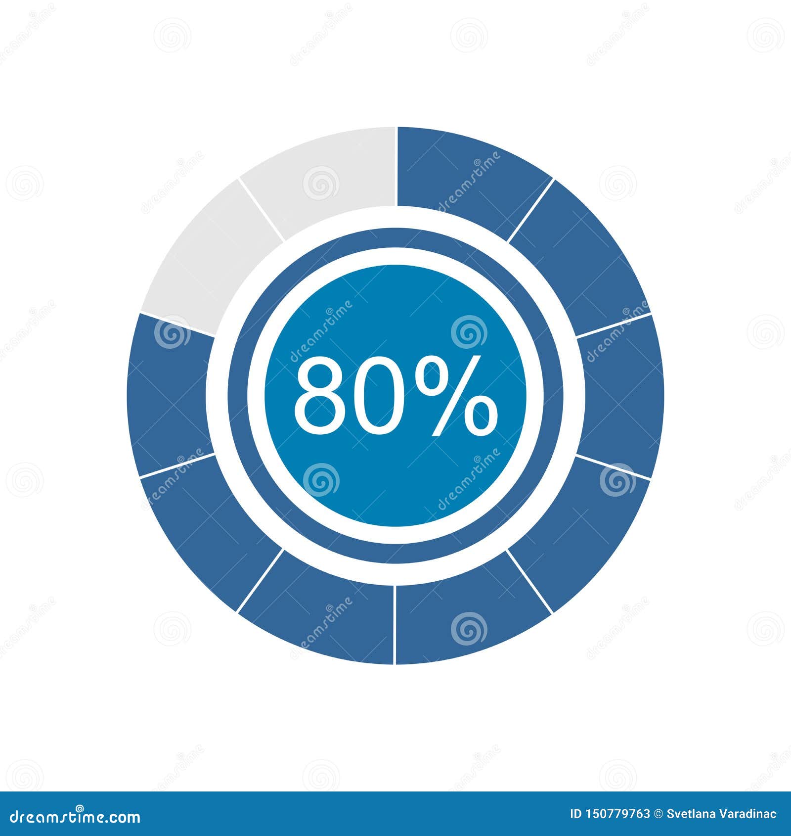 Blue Pie Graph and Chart with 80 Percentage. Stock Vector ...