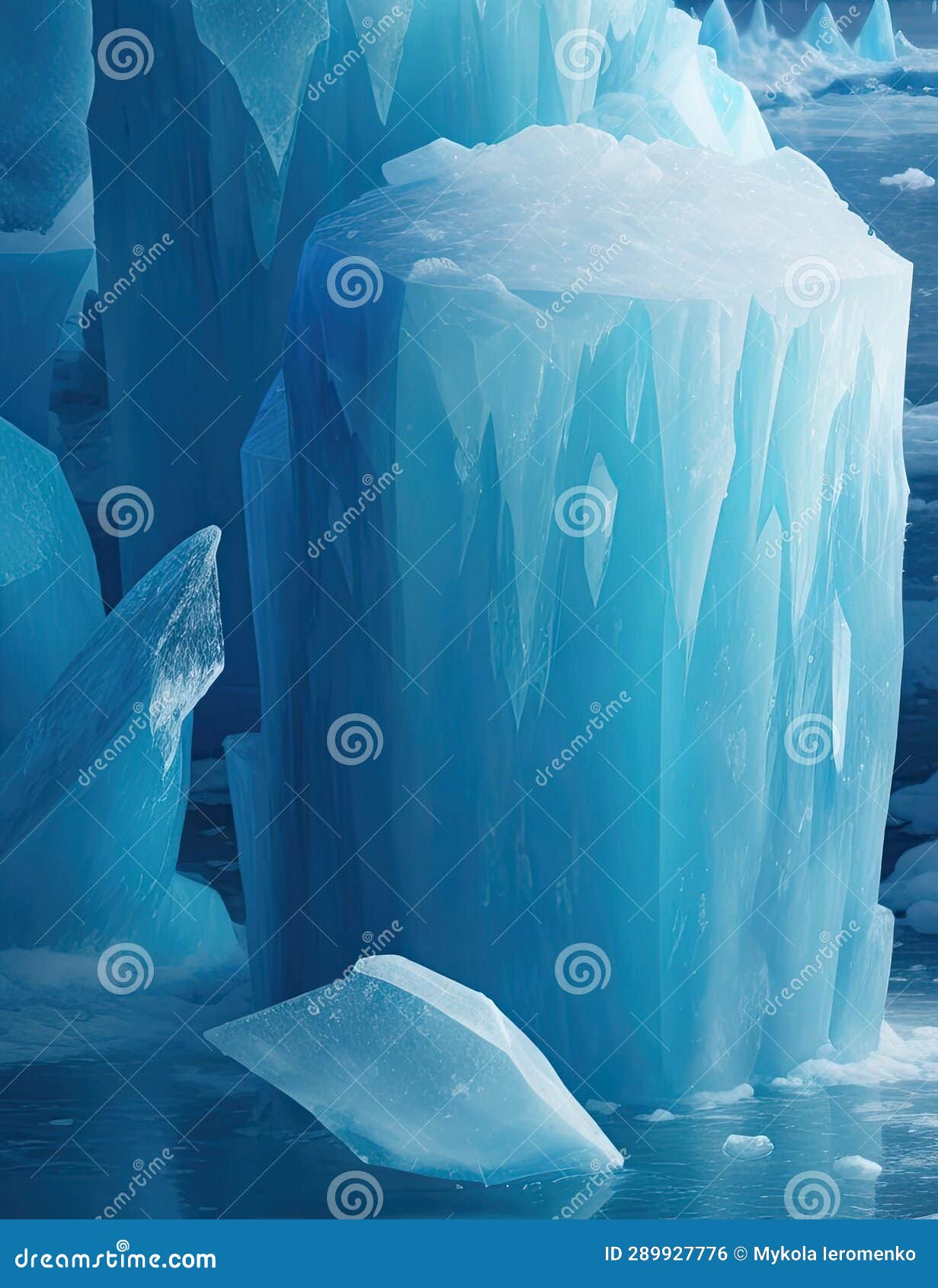 A Blue Piece of Ice Floe Floating in the Water Stock Illustration ...