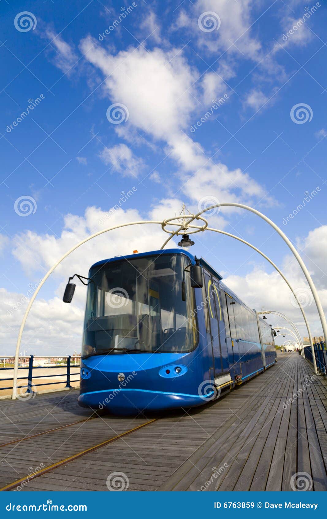 Blue Pier Tram stock image. Image of pier, tourism, tram - 6763859