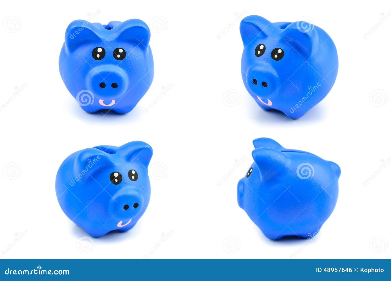 Blue piggy bank stock photo. Image of isolated, deposit - 48957646