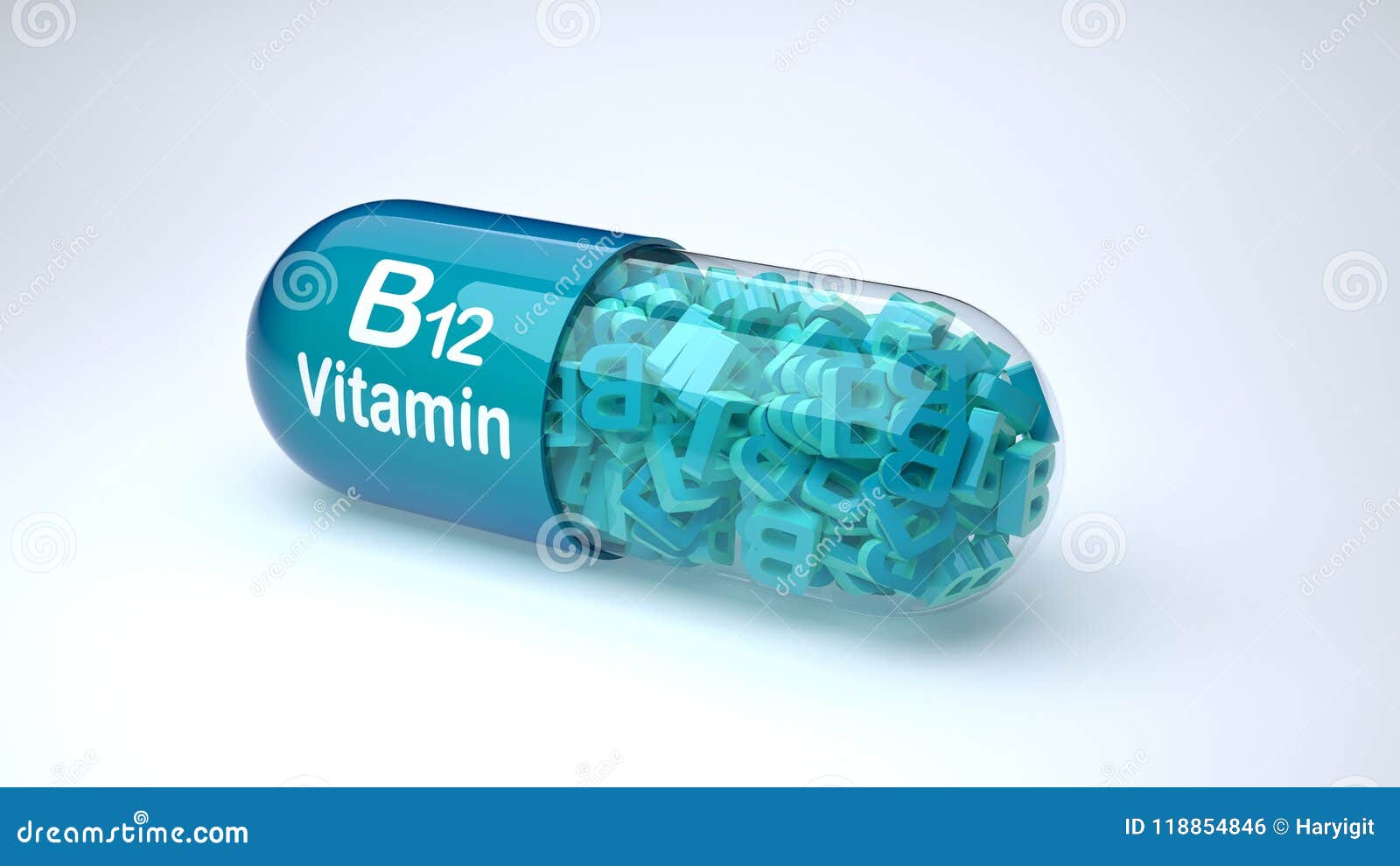 Blue Pill or Capsule Filled with Vitamin B12. Stock Illustration ...
