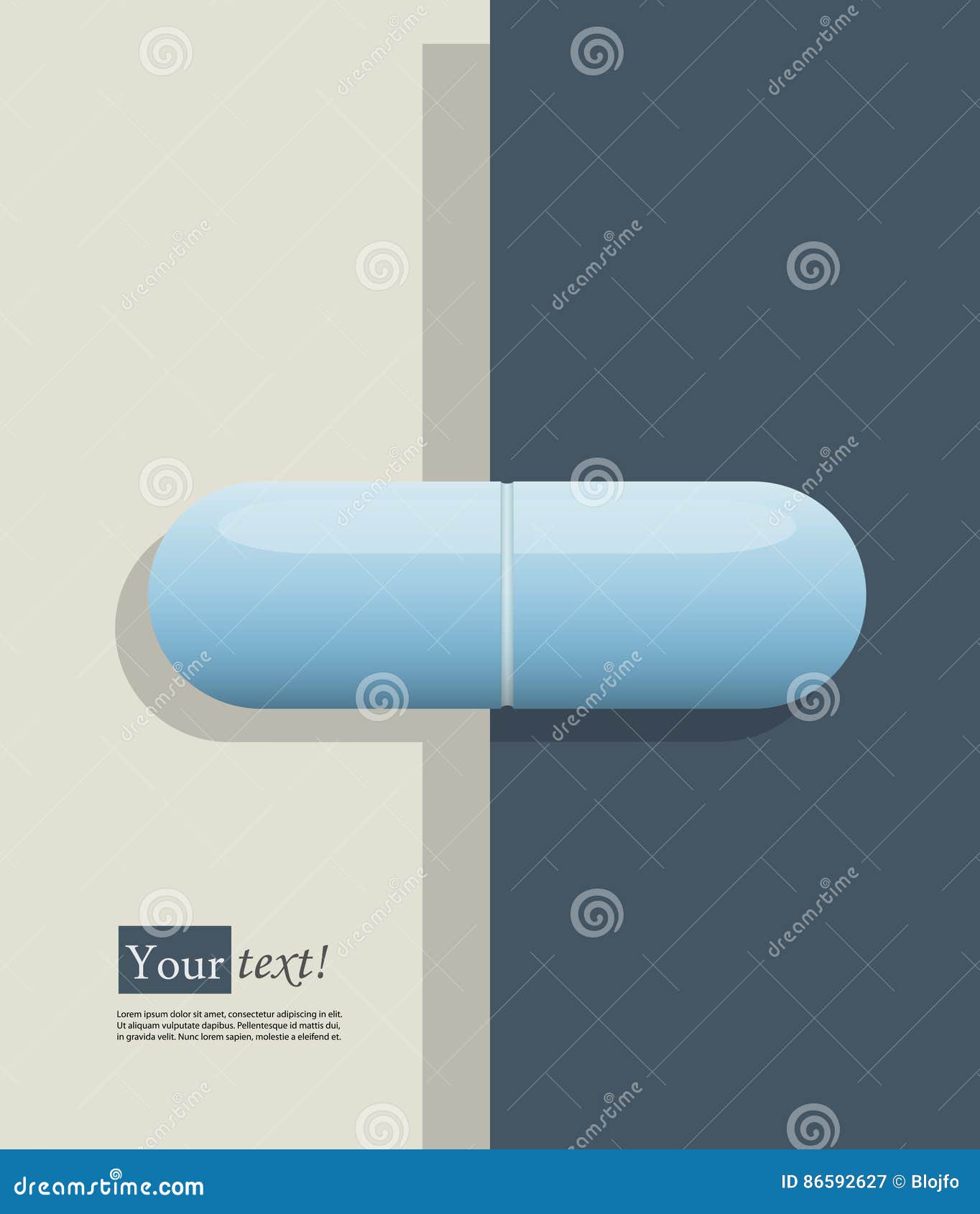 Blue pill stock vector. Illustration of drug, tablet - 86592627