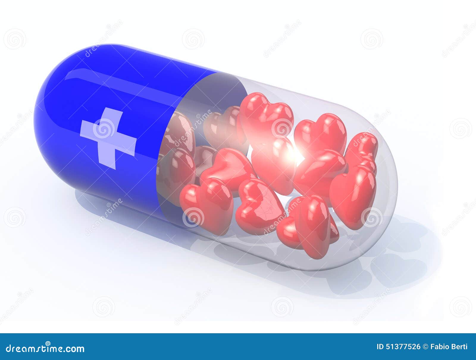 Blue Pill Filled with Hearts Stock Illustration - Illustration of ...