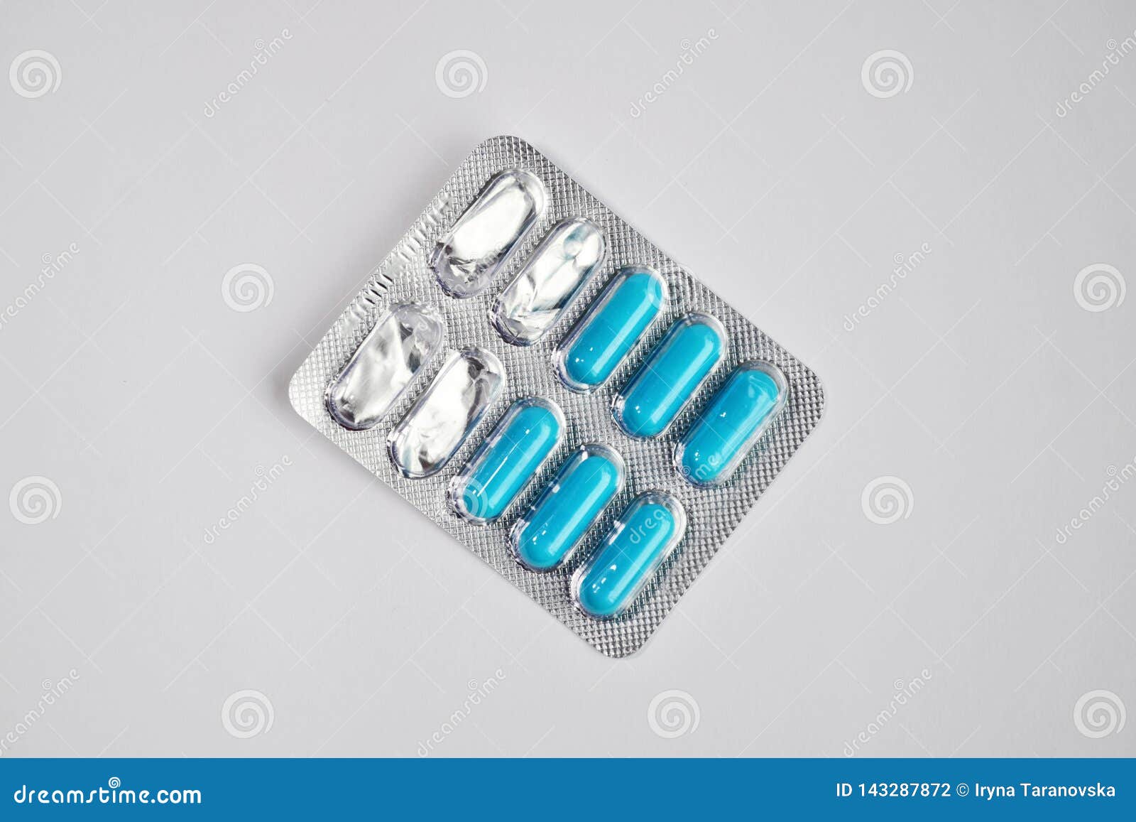 Blue Pill Plate, Some Pills are Missing Stock Photo - Image of blue ...