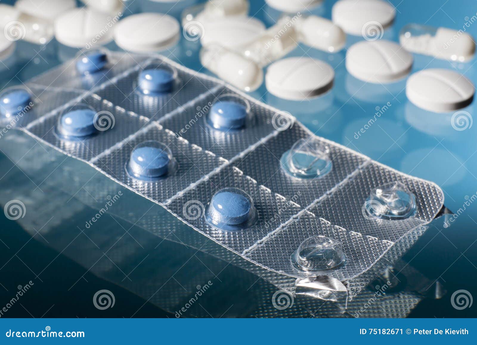 Blue pills in strip stock image. Image of care, disease - 75182671