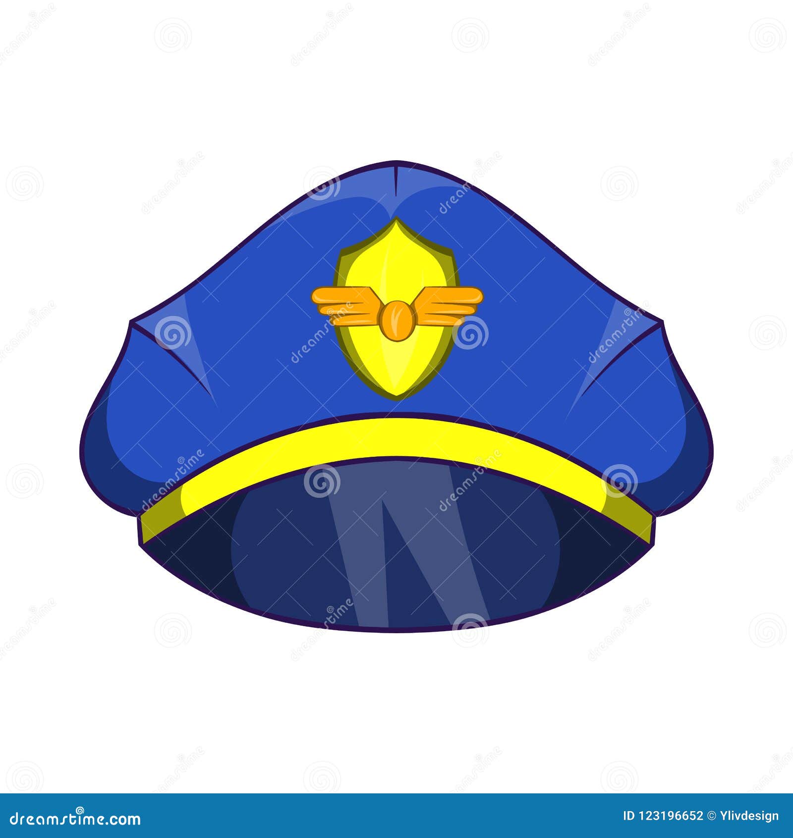 Blue Pilot Cap with Badge Icon, Cartoon Style Stock Illustration ...