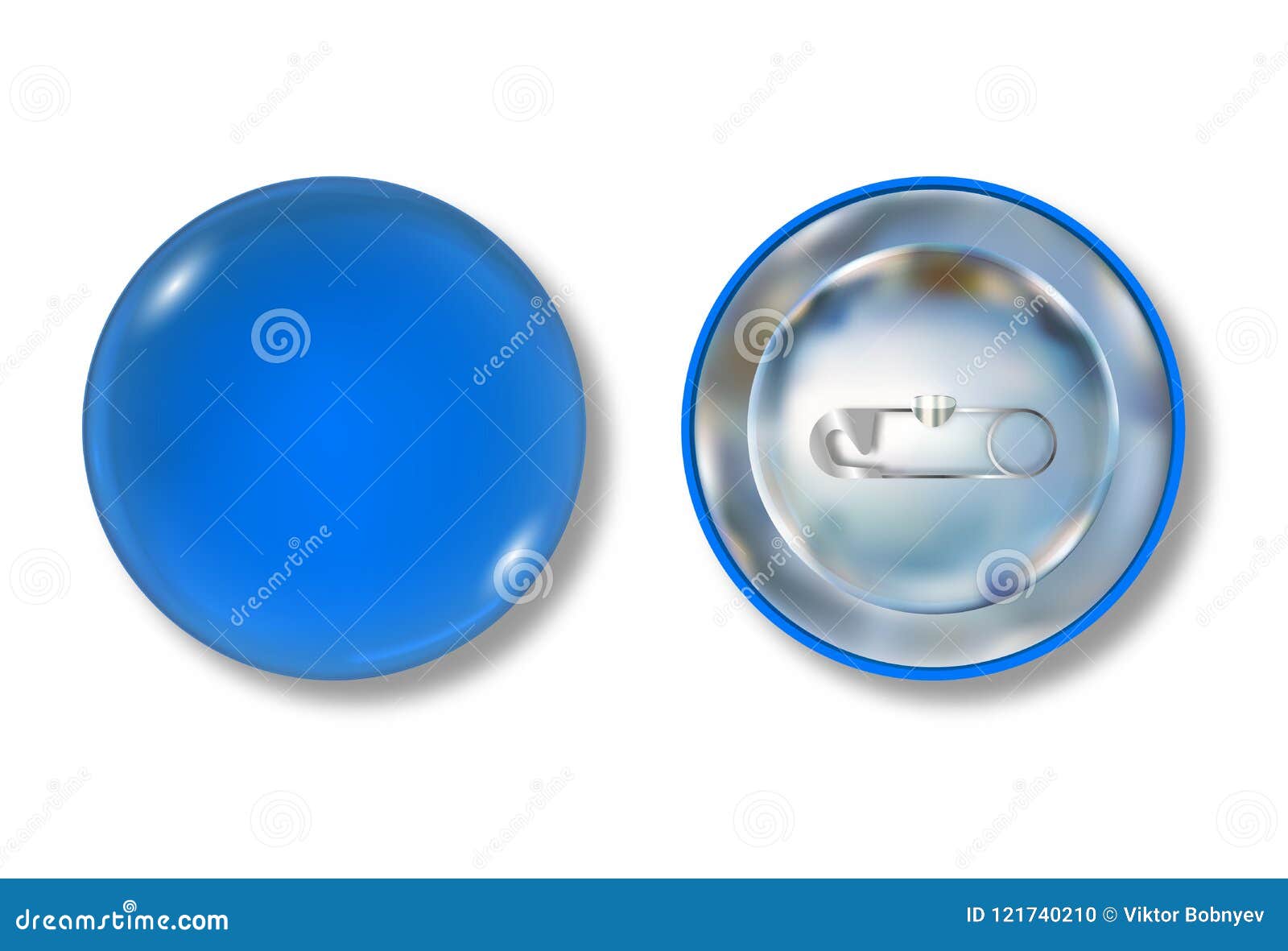 Blue Pin Button Front and Back Side Stock Vector - Illustration of ...