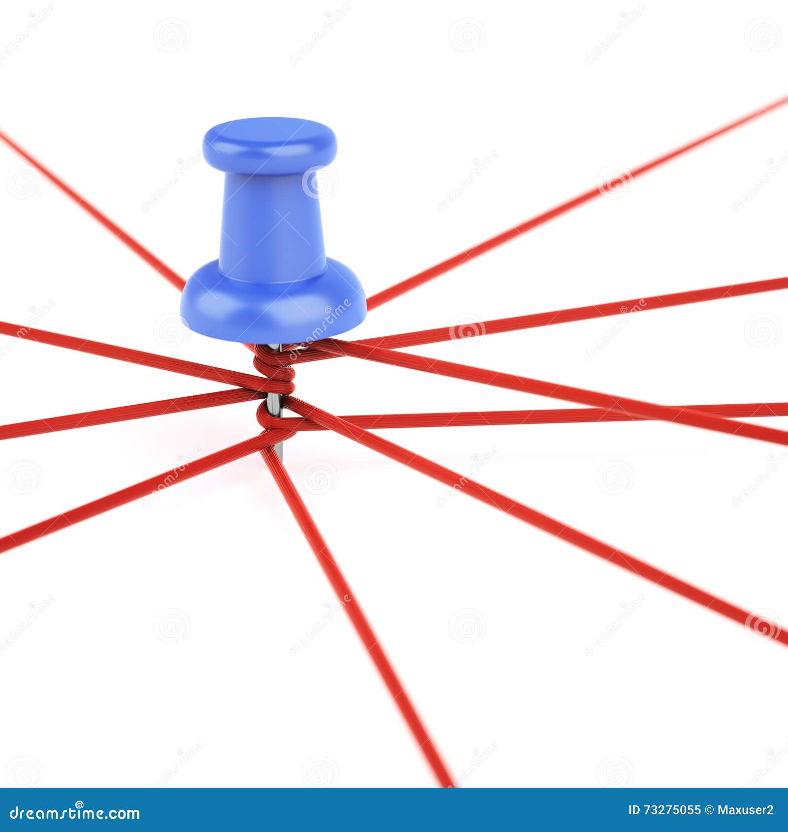 Blue Pin Connected To Multiple Others through Ropes 3d Illustration ...