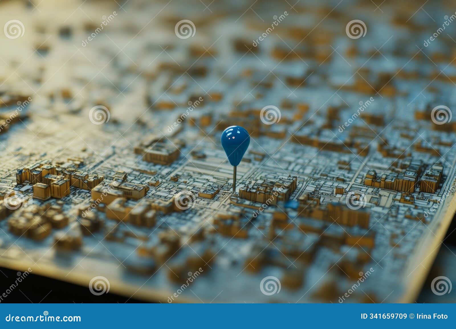 A Blue Pin Marks a Specific Location on a Detailed City Map ...
