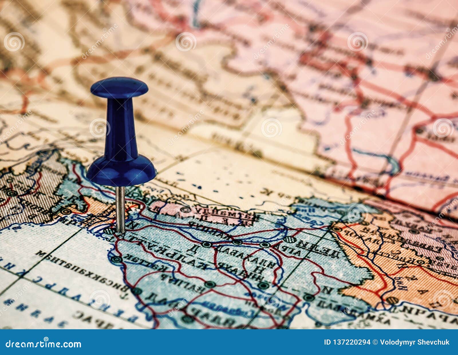 Blue pin in old map stock photo. Image of cartography - 137220294