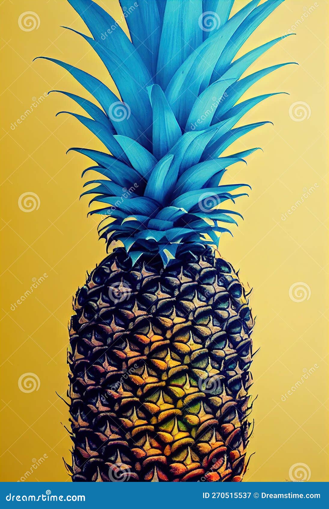 A Blue Pineapple with a Yellow Background and a Yellow Background with ...