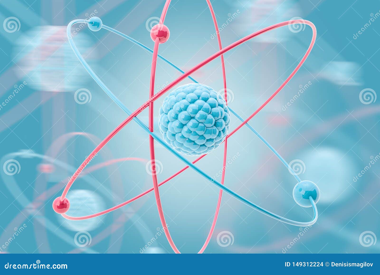 Blue and pink atom model stock illustration. Illustration of energy ...