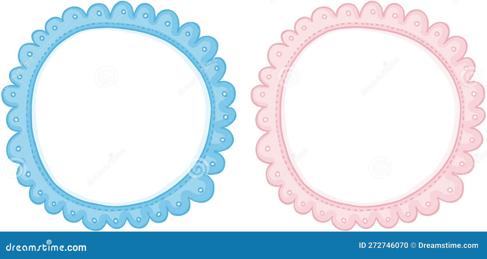 Blue and Pink Baby Blank Round Label Stock Vector - Illustration of ...