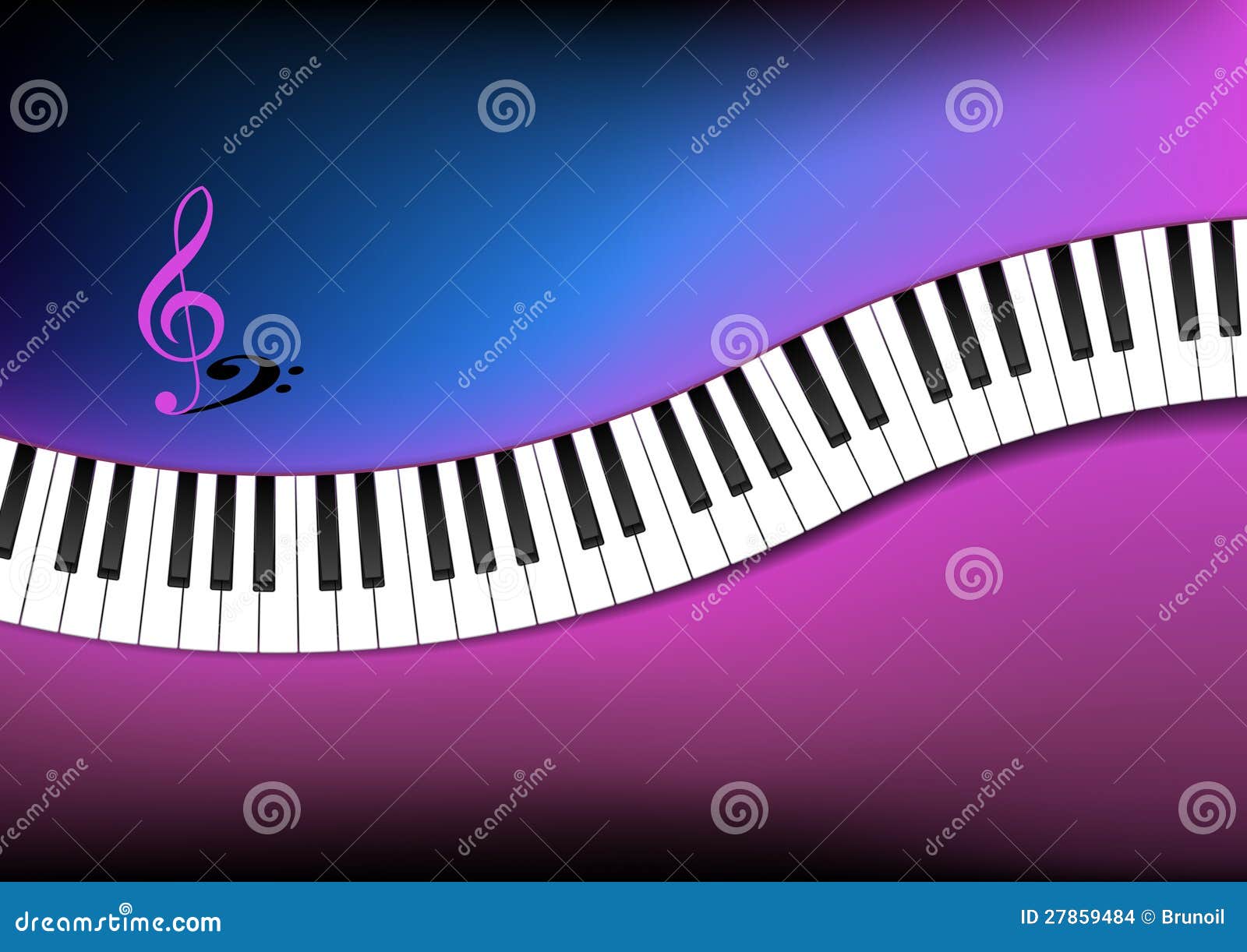Blue and Pink Background Curved Piano Keyboard Stock Illustration ...