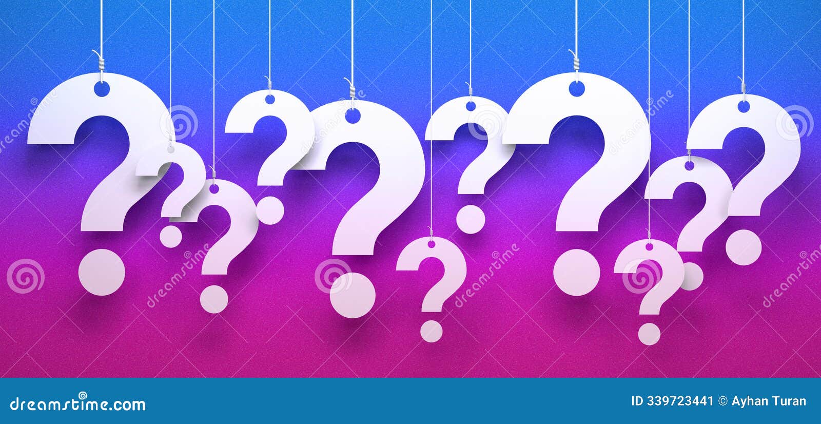 Hanging Question And Answer Concept On Blue Background, Digital ...
