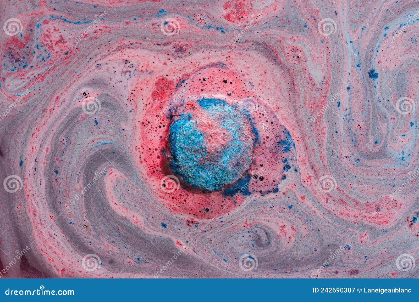 Blue and Pink Bath Bomb Swirls in Water Stock Image - Image of spume ...