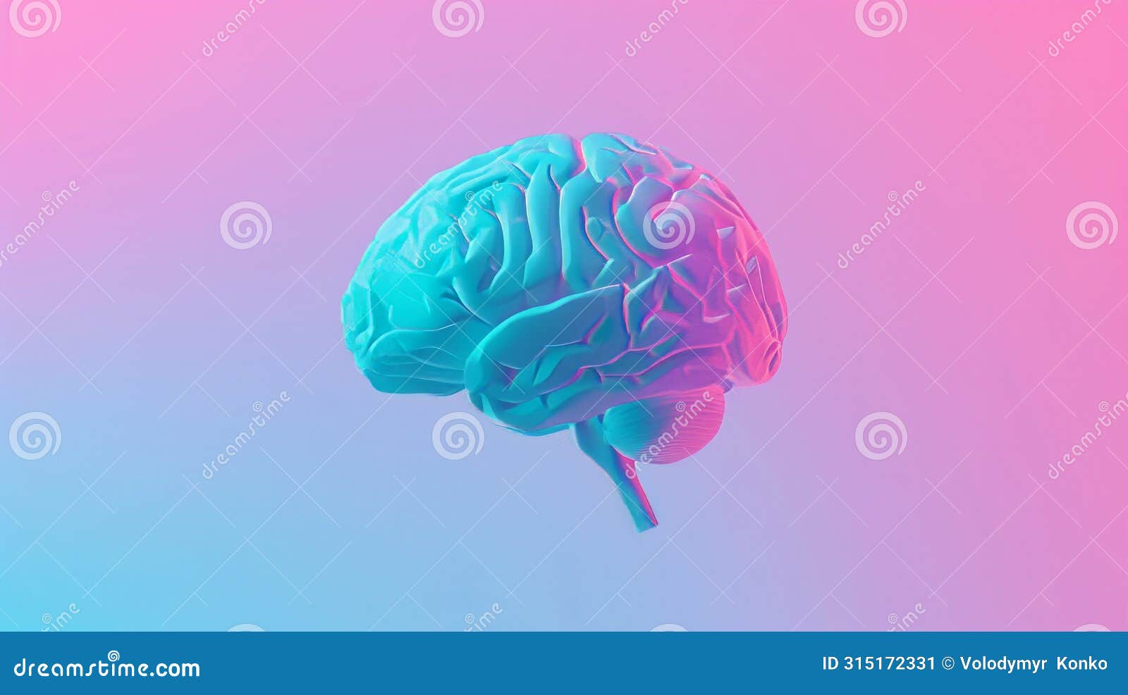 Blue and Pink Brain on Pink and Blue Background - Creative Conceptual ...