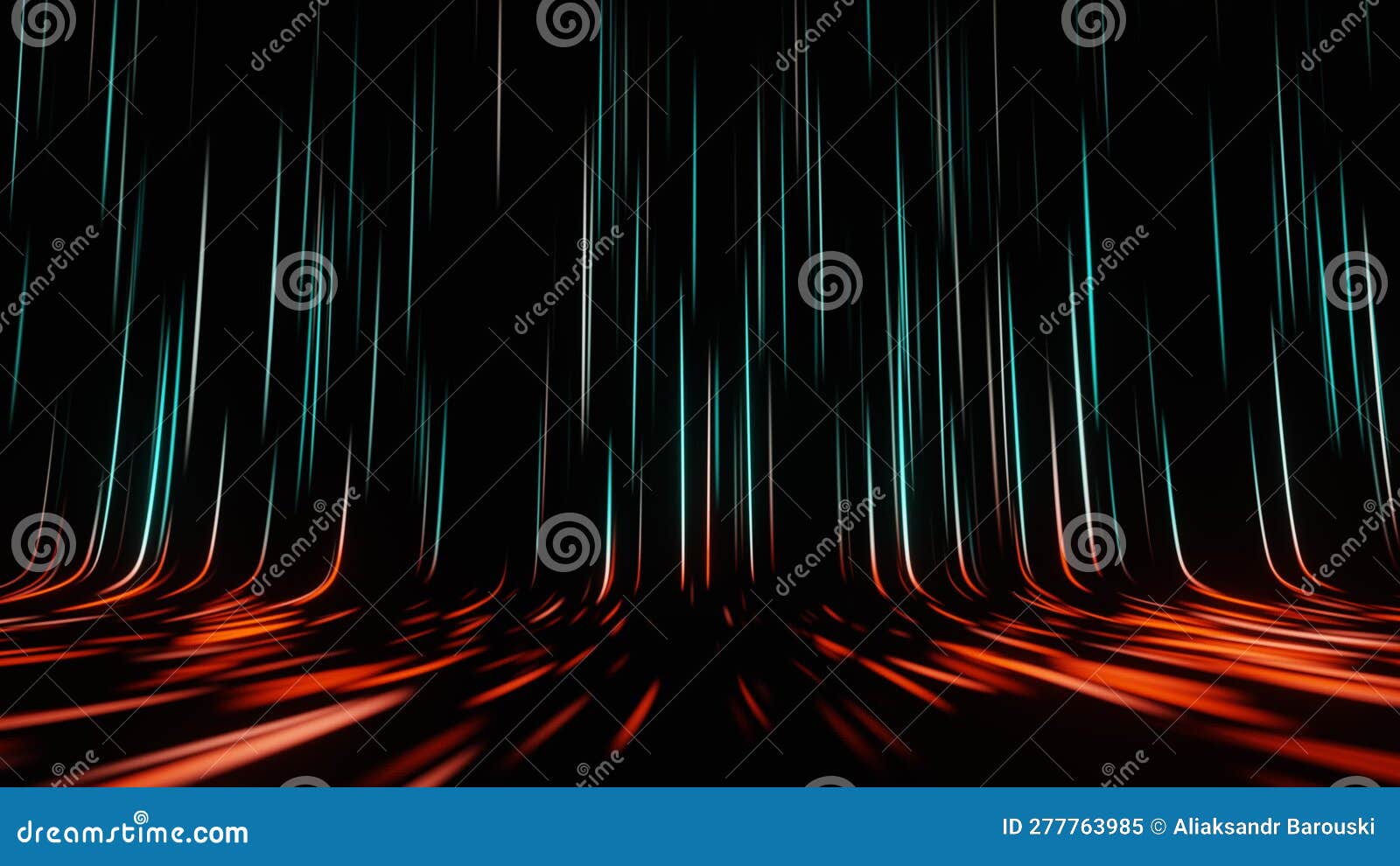 Red, Green, Bright Dynamic Curved Light Paths Moving Down. Seamless ...