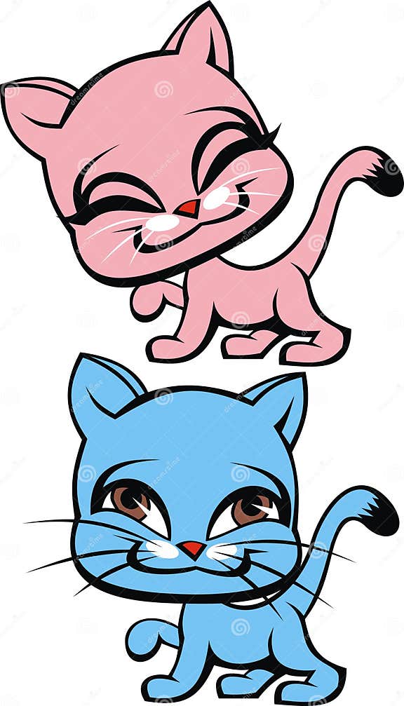 Blue and pink cat stock vector. Illustration of outline - 70827434