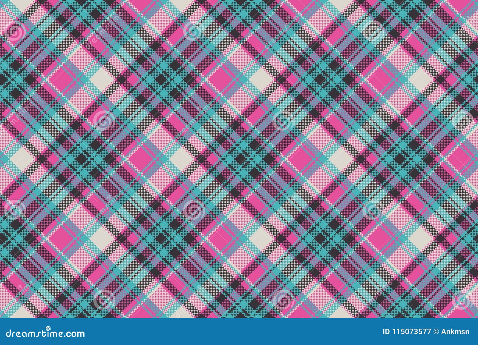 Blue Pink Check Plaid Fabric Texture Seamless Pattern Stock Vector ...