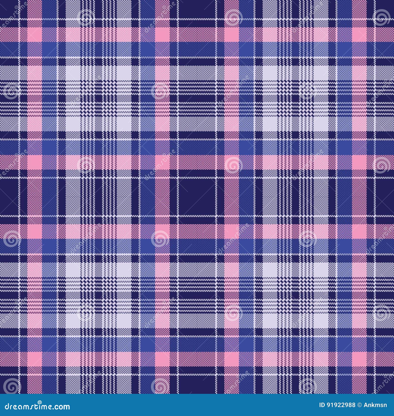 Blue Pink Check Plaid Pixel Seamless Pattern Stock Vector ...