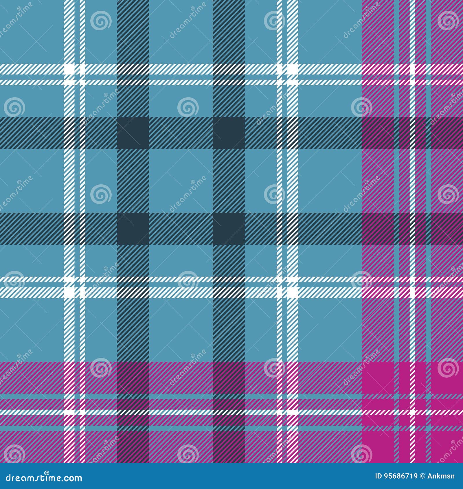 Blue Pink Check Plaid Seamless Pattern Stock Vector - Illustration of ...