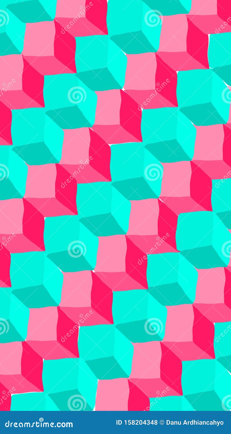 Blue and Pink Cube Abstract Illustration Stock Illustration ...