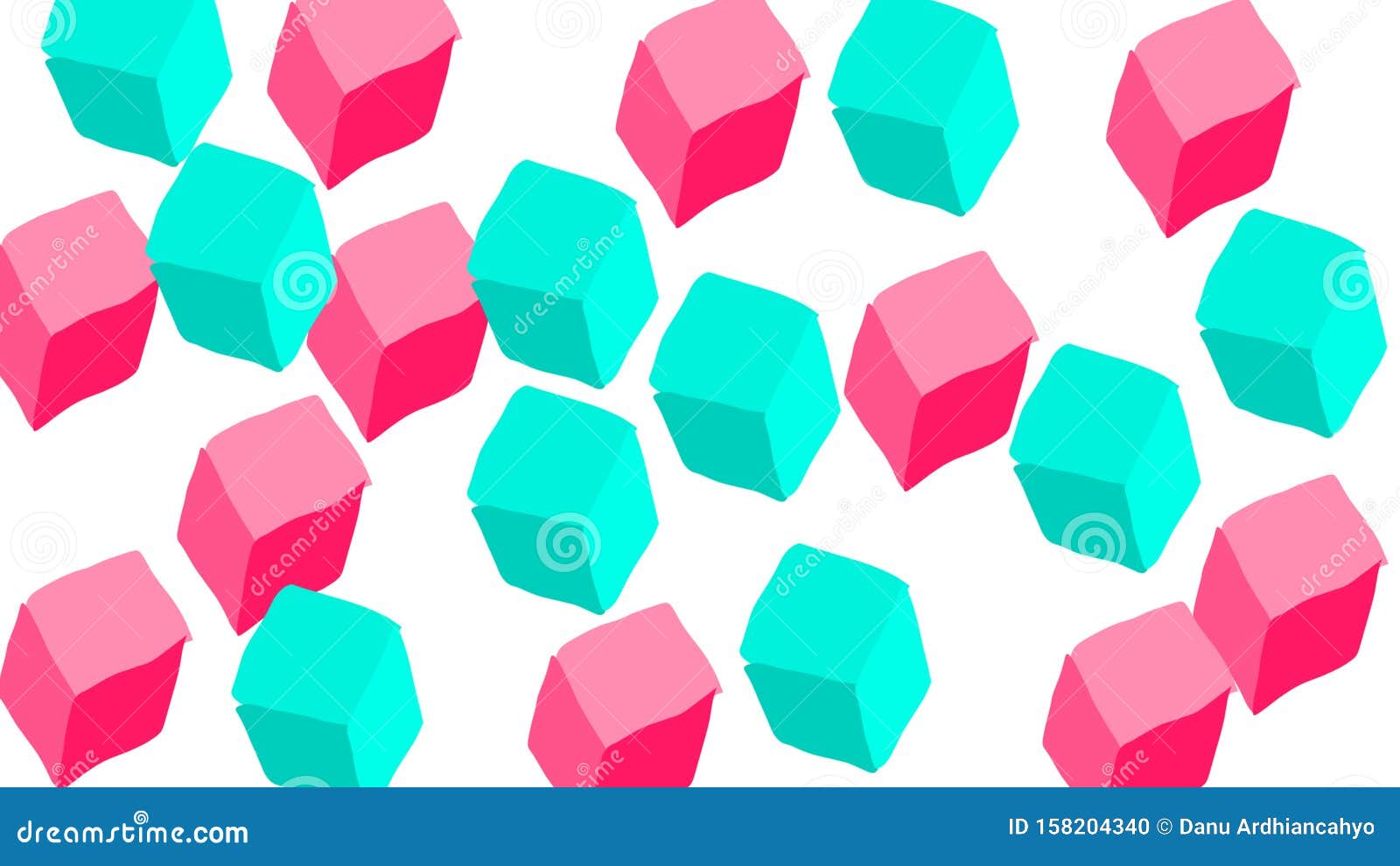 Blue and Pink Cube on White Background Stock Illustration ...
