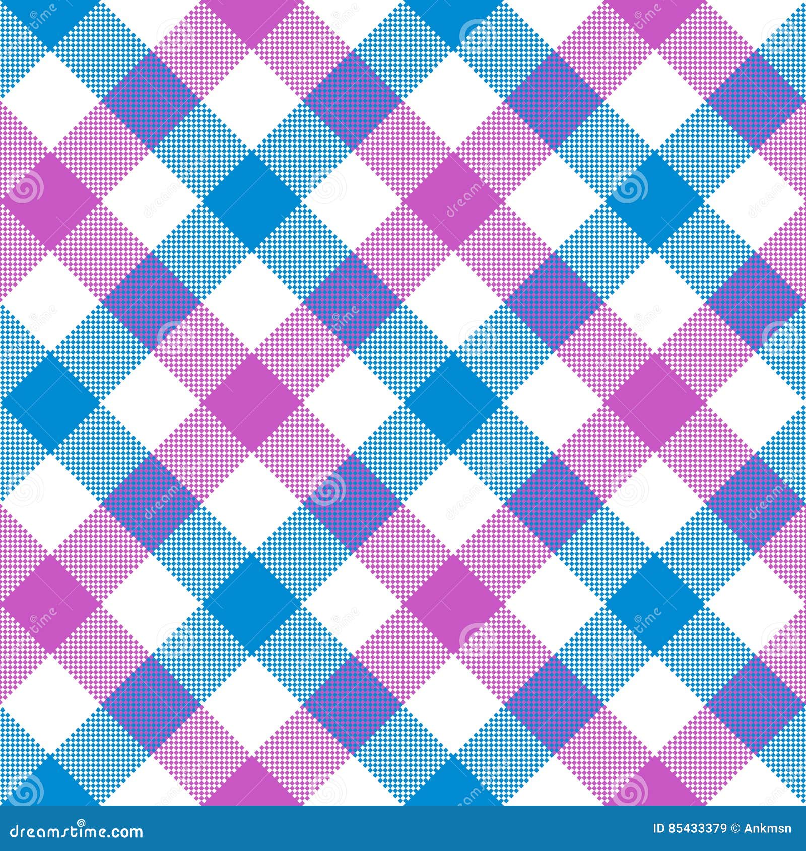 Blue Pink Diagonal Checkered Plaid Seamless Pattern Stock Vector ...