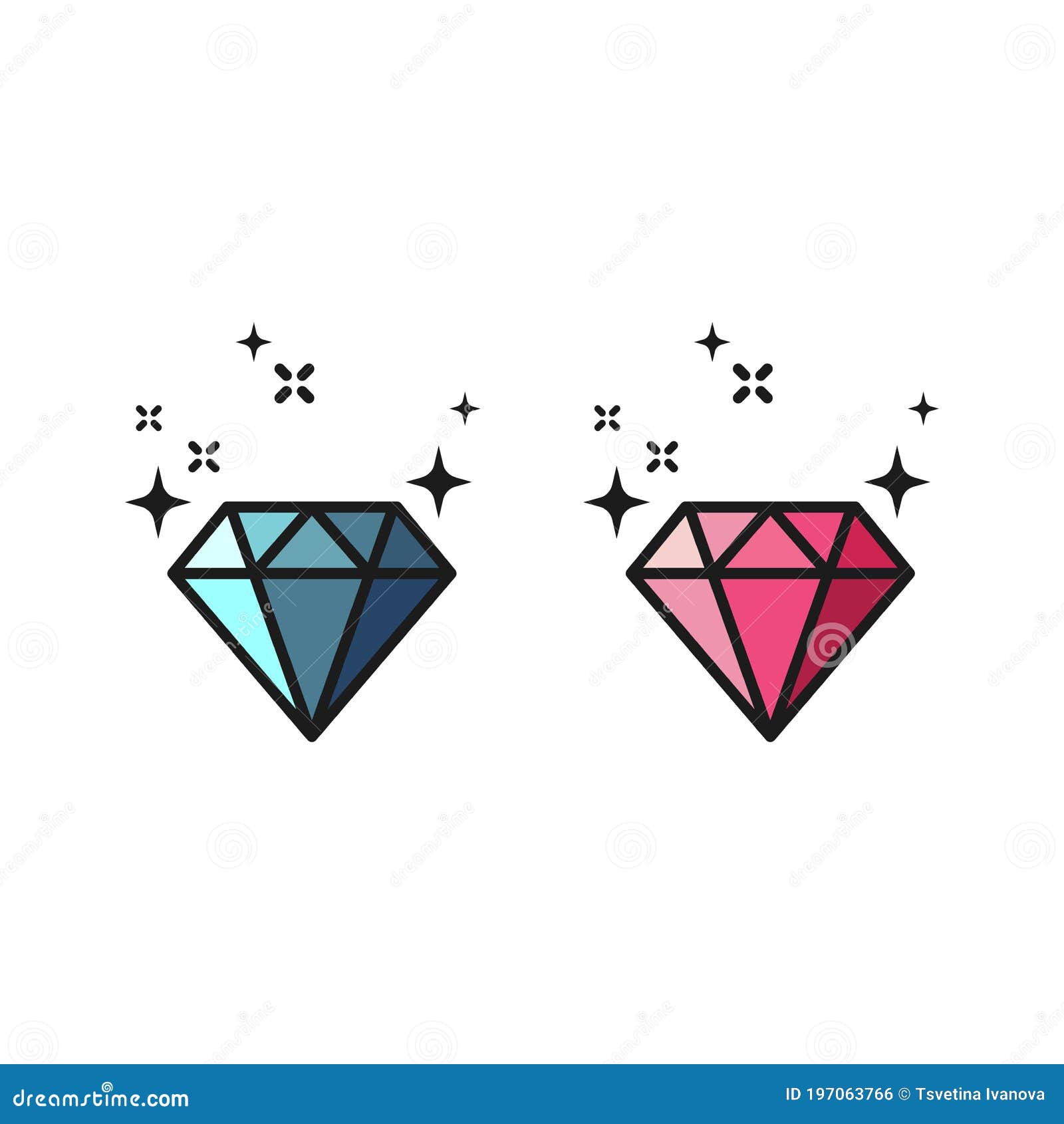 Blue and Pink Diamond Vector Icon. Colorful Shiny Diamond. Stock Vector ...